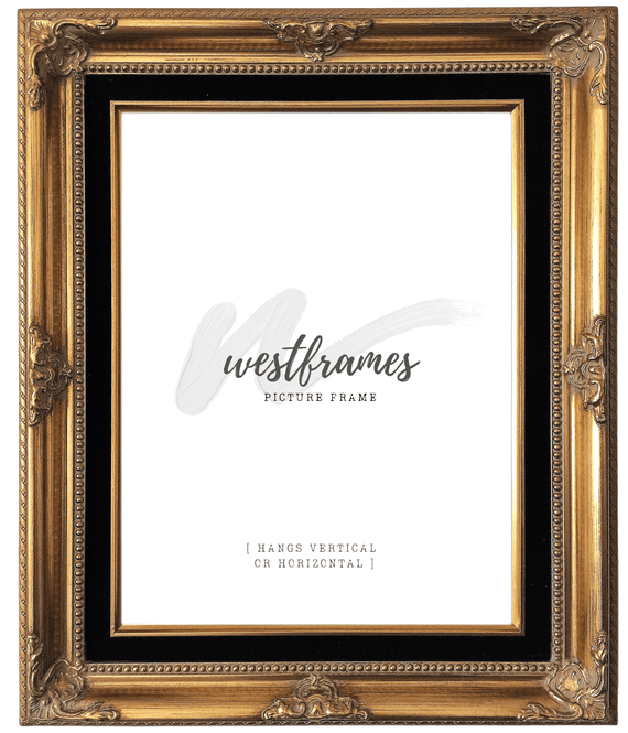 Montreal Distressed Antique Black and Gold Wall Picture Frame 2-inches ...